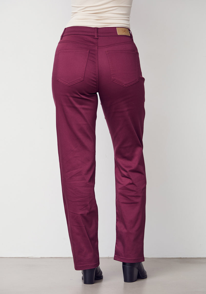 Isay Long Straight Pant - Wine – Isayfashion.nl